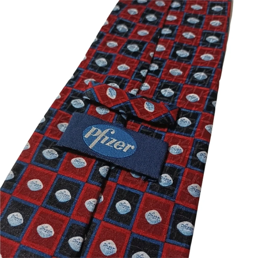 Pfizer | Accessories | Pfizer Blue Pill Print Red Checker 0 Silk Mens ...